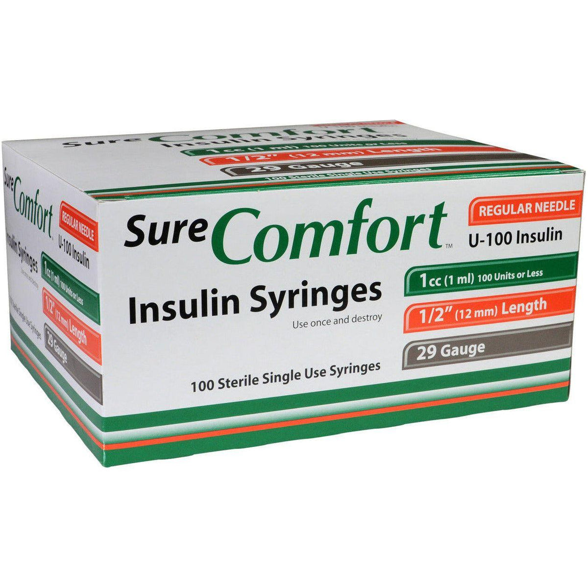 Sure Comfort Insulin Syringe, 29G, 1/2 in (12mm), 1cc – Aspen Healthcare